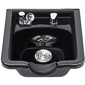 Toriexon Shampoo Bowl for Salons, Black ABS Plastic Shampoo Sink for Home, Easy to Clean and Install Salon Shampoo Bowls for Hair Stylist