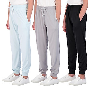 3 Pack: Girls Dry Fit Soft Sweatpants Girls Joggers Teen PJ Pants Athletic Warmup Basic Casual Sweatpants Sports Kids Clothing Clothes Youth Children Sweats Pant Running Leggings -Set 3, M (10/12)
