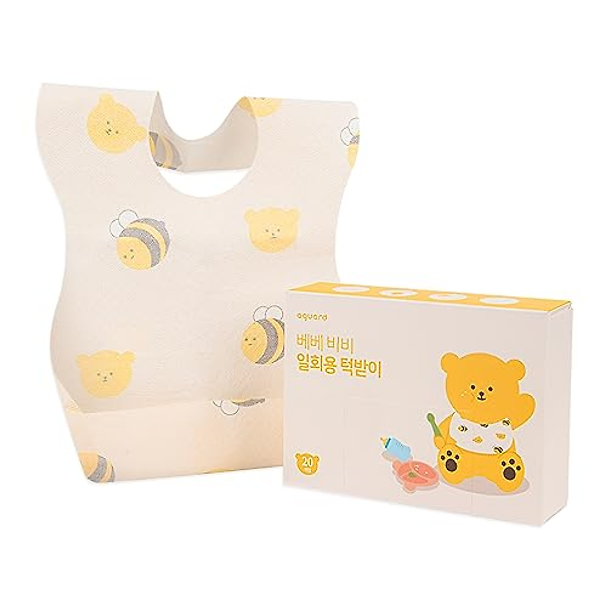 AGUARD Disposable Baby Bibs with Crumb Catcher - Individually Packaged for Easy Travel, Perfect for Boys & Girls 20PCS