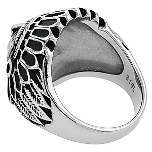Surgical Stainless Steel Biker Ring Indian Chief Head 1 3/16 inch wide, size 9.5