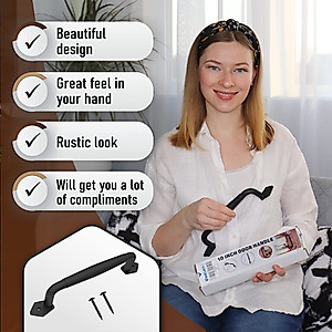 VivaLight 10 Inch Round Rustic Barn Door Handle - Black Steel Pull for Sliding Doors, Gates, Garages, Sheds, Fences, Closets, Pantries - Indoor and Outdoor Use - Easy Install