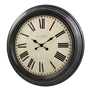 La Crosse 404-2658-INT 23-Inch Maxwell Quartz Wall Clock, Brown