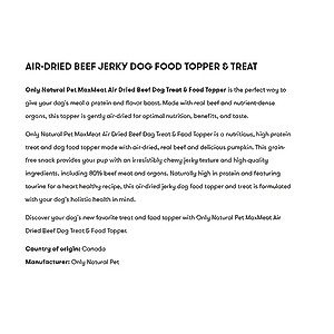 Only Natural Pet MaxMeat Holistic Air Dried Dry Dog Food Meal Topper - All Natural, High Protein, Grain Free and Limited Ingredient - Made with Real Meat - Beef with Pumpkin & Parsley 4 oz - Beef