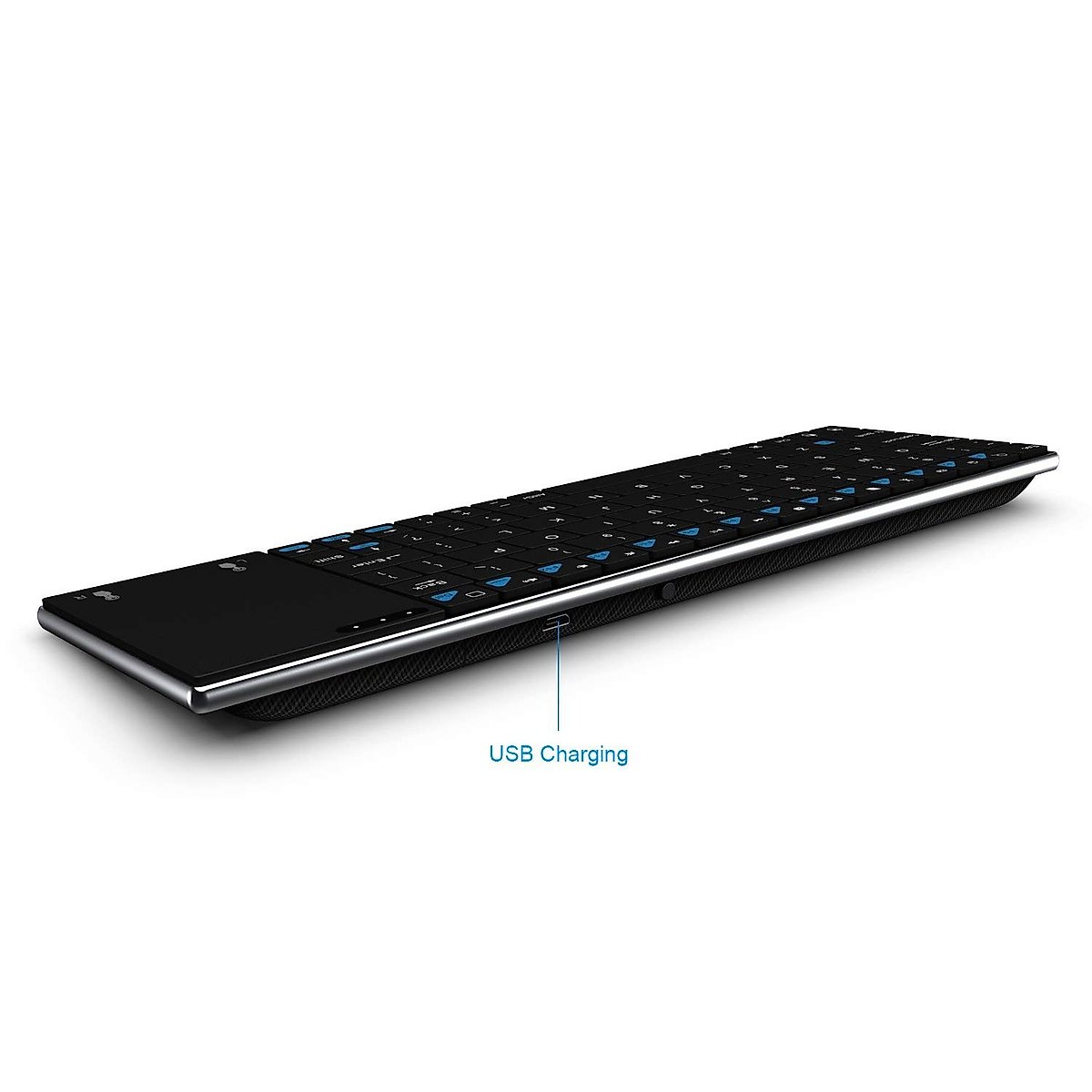 Rii (Newest Version) K12+ Mini Wireless Keyboard with Touchpad Mouse, Stainless Steel Portable Wireless Keyboard with USB Receiver for MacBook/iPad/Tablet/PC/Laptop/Smart TV/Raspberry Pi - Black
