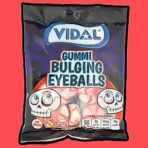 Sweetzo Halloween Gummy Eyeballs, Trick or Treat Candy and Creepy Party Bag Fillers, Swirl Sticker Included - 4.5 Ounces (Pack of 2)