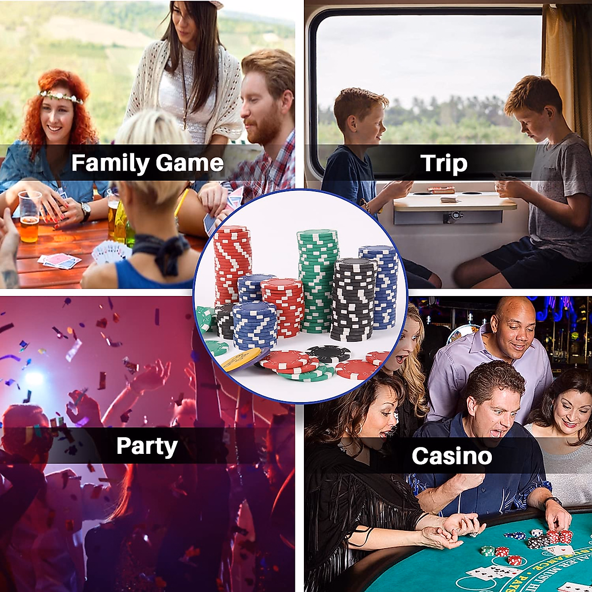 PLAYWUS Casino Poker Chip Set, 300 PCS Poker Chips with Aluminum Case,11.5 Gram Chip with Iron Insert for Texas Holdem Blackjack Gambling