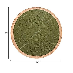 Chouhan International 4x4, 5x5, 6x6,feet Natural Jute Bordered Round Rug, Floor Bordereded Edge Rug Braided Boho Eco Large Circular Handmade Area Rugs (CCID1)