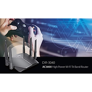D-Link WiFi Router AC3000 Mesh Smart Internet Network Compatible with Alexa & Google Assistant, MU-MIMO Tri Band Gigabit Gaming Mesh (DIR-3040-US) (Renewed)