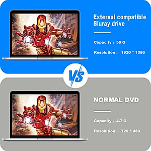 External Compatible Blu ray Drive Player Read/Write Portable Burner Compatible USB 3.0 and Type-C DVD Burner Compatible with/Win10/ Mac OS