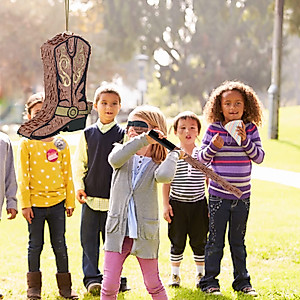 Deekin 3 Pcs Cowboy Boot Piñata Set Cute Western Piñata with Stick Eye Mask Large Piñata for Kids School Sports Bridal Shower Birthday Party Decorations Supplies