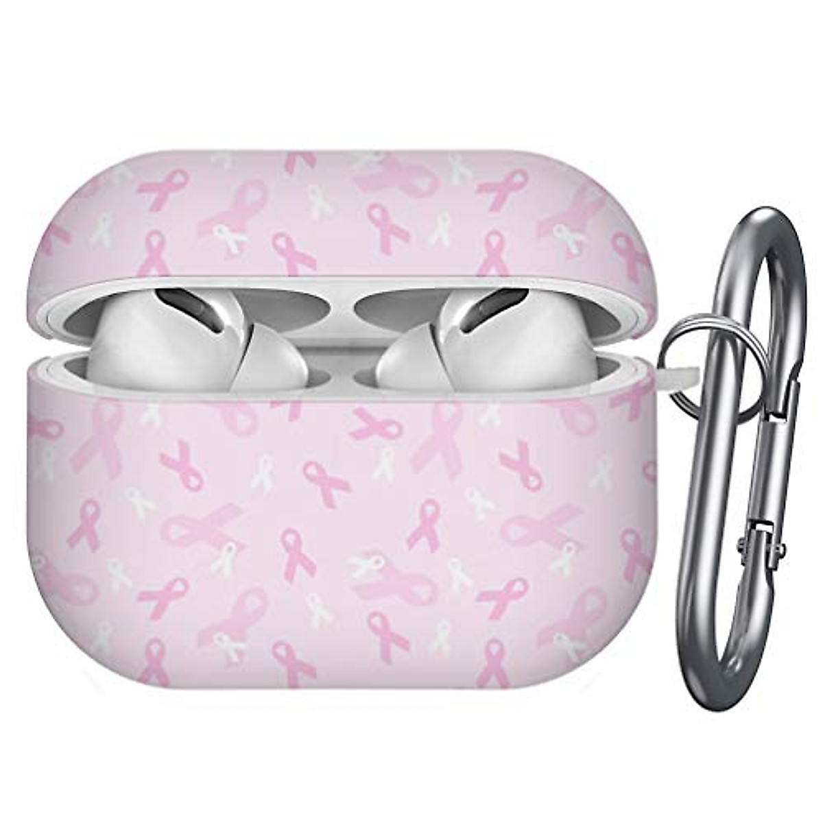 Art-Strap Protective Case, Compatible with AirPods Pro - Shockproof Soft TPU Gel Case Cover with Keychain Carabiner Replacement for Apple AirPods Pro (Breast Cancer Awareness Pink Ribbon)