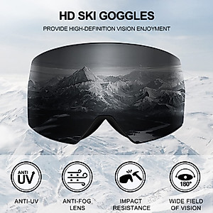 FMY Ski Goggles for Men Women & Youth - Anti Fog UV400 Protection Snowboard Snow Skiing Goggles for Adult