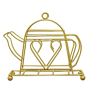 Gold Napkin Holder For Kitchen Dining Table, Standing Upright Metal Paper Napkin Holders, Creative Teapot Design Tissue Dispenser Home Farmhouse Tabletop Decoration