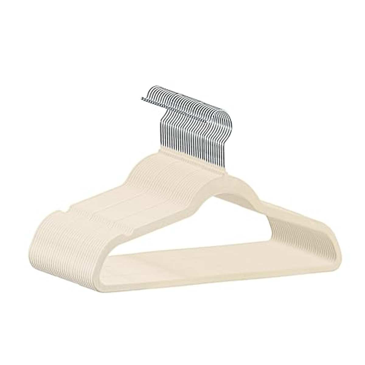 Softflame Premium Velvet Hangers 30 Pack, Non-Slip Suit Clothes Hangers, 360 Degree Swivel Hooks and Slim Profile to Maximize Closet Space Beige/Silver