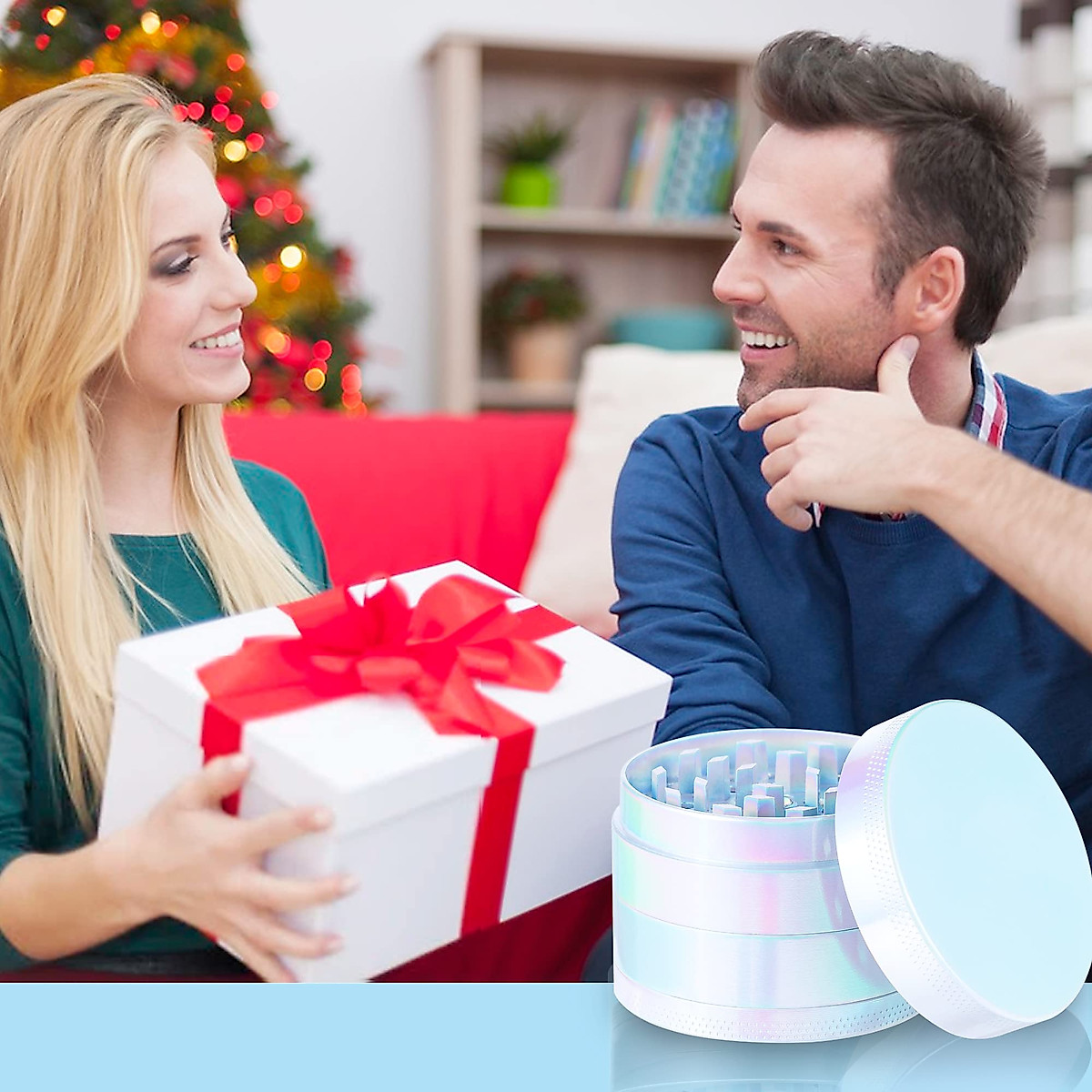 HeezeeBeezee Spice Grinder 2 inches (White Rainbow)