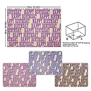 Happy Birthday Wrapping Paper for Men Boys Women Girls Adults Kids 3 Colors ''Happy Birthday'' Lettering Design Brown Birthday Gift Wrapping Paper 6 Sheets Folded Flat 20 X 28 Inches
