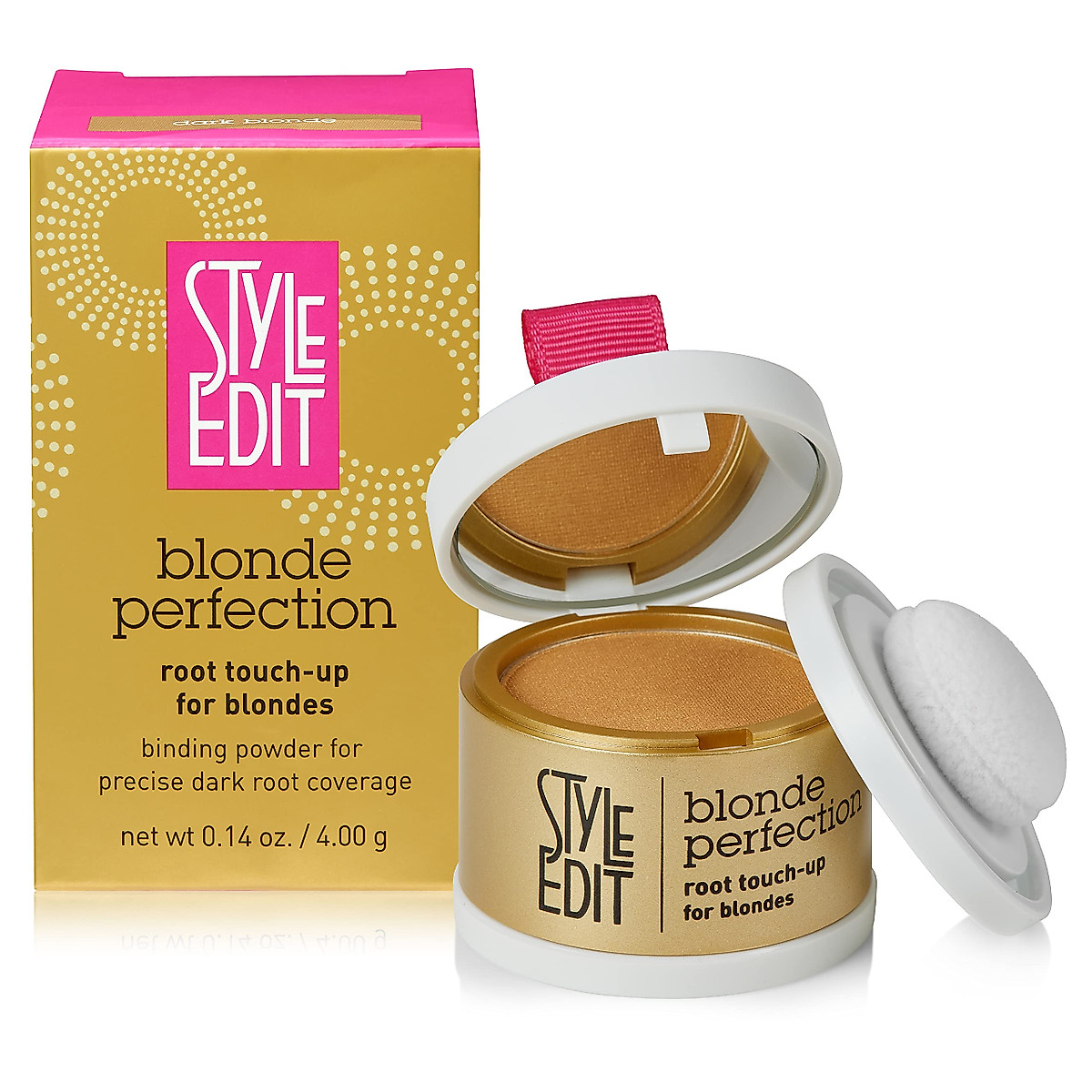 Root Touch Up Powder by Style Edit | Temporary Color for Dark Blonde Hair with Highlights, Grays, Thinning Areas, and Hairline | Mineral-Infused Concealer | 0.14 oz.