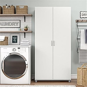 Pemberly Row Engineered Wood Transitional 36" Utility Storage Cabinet in White