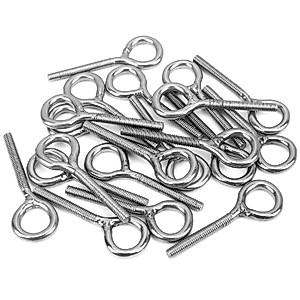 20pcs M4 Eye bolts Stainless Steel hoop Bolts Hine Welded Closed Screw Rod Eye Bolts Screw in for Fixed Tent Lifting and Securing Cables Wires , Eye Screws for Wood , Screw Eye Hooks longer Shank
