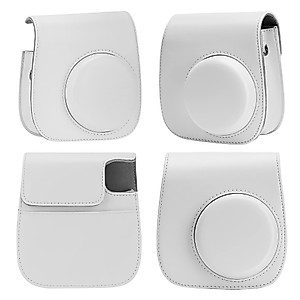 Camera Case Compatible with Fujifilm Instax Mini 11/ 9/ 8/ 8+ Instant Camera with Adjustable Strap and Pocket (White)