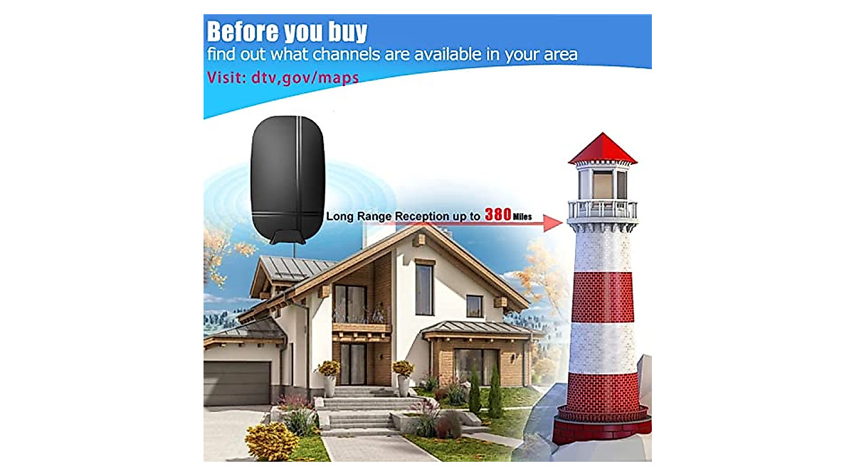 Krevi Indoor HD TV Antenna - Free 4K & 1080p Channels Support 4K 1080p