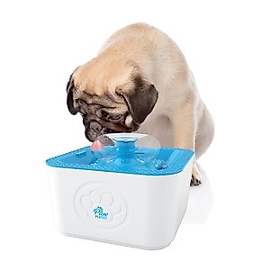 Pet Water Fountain, Dog Cat Water Fountain 84oz/2.5L, Automatic Ultra Quiet Pet Water Fountain Water Dispenser, Dog Bowl Dispenser with Super Long Life Span Pump, 3 Triple Filters, White