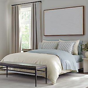 Nate Home by Nate Berkus 300TC 3-Piece Luxe Cotton Sateen Duvet Cover | Ultra Soft, Cool, Bedding Set from mDesign - King Size - 1 Duvet Cover/2 Pillow Shams, Antique White (Beige)