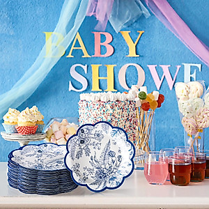 Suttmin 100 Pcs Paper Plates Disposable Paper Plates Party Supplies Dinner Dessert Plates Serving Tray Tea Party Plates for Wedding Birthday Party Baby Shower Bridal Shower Supplies(Classic)