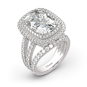 Jeulia Double Halo Cushion Cut Engagement Rings 925 Sterling Silver Diamond Wedding Rings Cubic Zirconia Promise Anniversary Rings for Her Romantic Jewelry Gift (6)