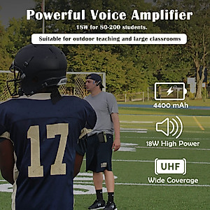 YOCEWECA Voice Amplifier with Wireless Headset Mic - 18W 4400mAh Rechargeable Mini Pa System, Bluetooth 4.2, Waterproof IPX5 Portable Speaker for Teacher, Outdoors