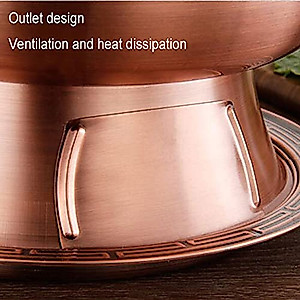 Lihuzmd Copper hot Pot, 304 Stainless Steel Old Traditional Charcoal Pot Family Dinners, Dining, Picnic Pure Multi-Person Hot Pot,Gold,30cm