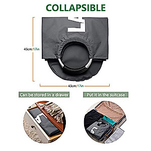 IHOMAGIC Extra Large Laundry Hamper 120L - Collapsible Laundry Bag with Comfortable Handle - Folding Laundry Basket Dirty Clothes Storage Bin for Bathroom, Bedroom (XL, Dark Grey)