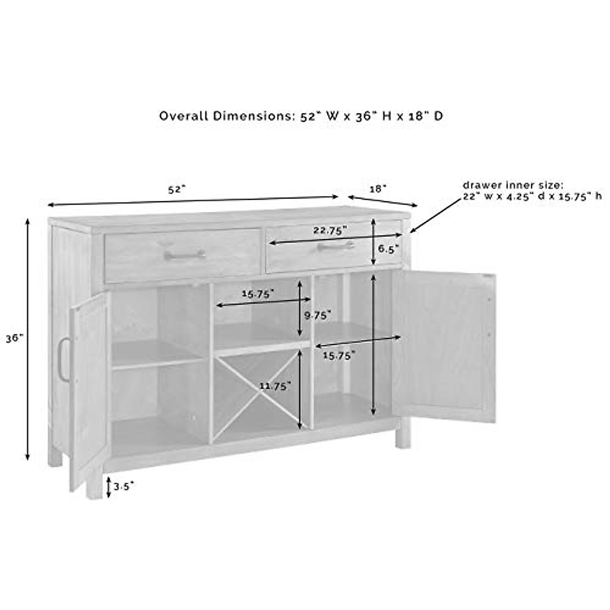 Crosley Furniture Roots Sideboard, Natural