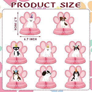 Ferraycle 8 Pcs Dog Themed Party Table Decorations Pink Dog 3D Honeycomb Centerpieces Dog Birthday Party Supplies Dog Centerpieces Decorations for Puppy Paw Print Birthday Supplies Baby Shower