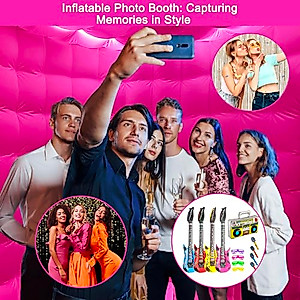 Inflatable Photo Booth Enclosure, 10 * 10 * 9ft Portable 16 Colors Shooting Tent for 360 Photo Booth Machine with 2 Doors, Inner Air Blower, Remote Controll Booth Tent for Wedding Birthday Parties