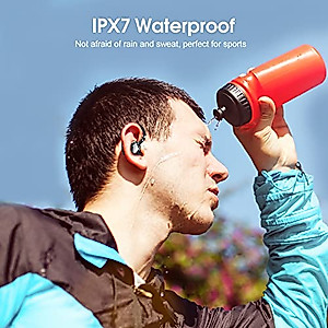 Wireless Earbuds, 2023 New Ultralight Sport Bluetooth 5.3 Headphones In Ear with LED Display, Built-in Mic Earphones, IPX7 Waterproof Wireless Headphones with Earhooks for Gym Workout (Black)