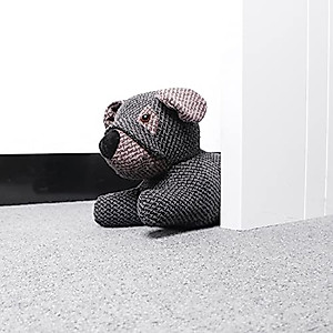 Sanlykate Dog Under Door Draft Stopper for Bottom of Door, 3LB 34-36 Inch Heavy Duty Decorative Animal Fabric Door Draft Blocker, Save Energy Soundproof Seal Guard, Black & Grey