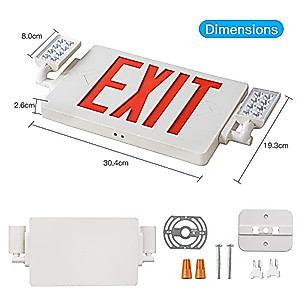 EXITLUX 4 Packs Red Exit Sign-120-277V Double Face UL Listed-LED Combo Emergency Light with Adjustable Two Head and Backup Battery-Exit Sign for Business.