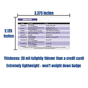 Cardiac Drips Reference Horizontal Badge Card - Excellent Resource for Nurses, Nursing Clinicals, and RN Students - Great Nursing School Supplies and Accessories