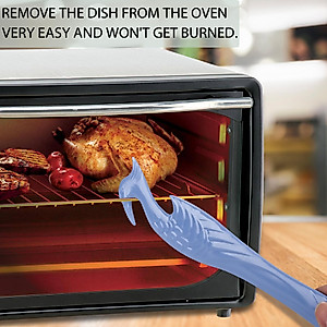 Oven Rack Push Pull Tool 2-Pack oven rack puller push pull stick tool(11 Inch), oven rack pullers with longer handle suitable for oven, toaster oven, air fryer, toaster oven (2, blue (colour))