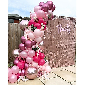 Bezente Pink Balloons Set,60pcs 12 inch Metallic Pink Pearl Pink Hot Pink Pastel Pink Latex Balloons Kit for Birthday,Wedding,Baby Shower,Princess Theme Party Decorations