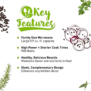 Panasonic NN-SB438S Compact Microwave Oven, 0.9 cft, Black Stainless Steel