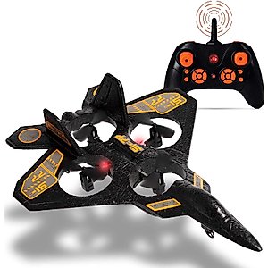 SHARPER IMAGE Thunderbolt Remote Control Stunt Drone, Standard Edition, 2.4 GHz Wireless Fighter Jet RC, Quadcopter with Assisted Landing, Small Plane for Kids and Beginners, Rechargeable