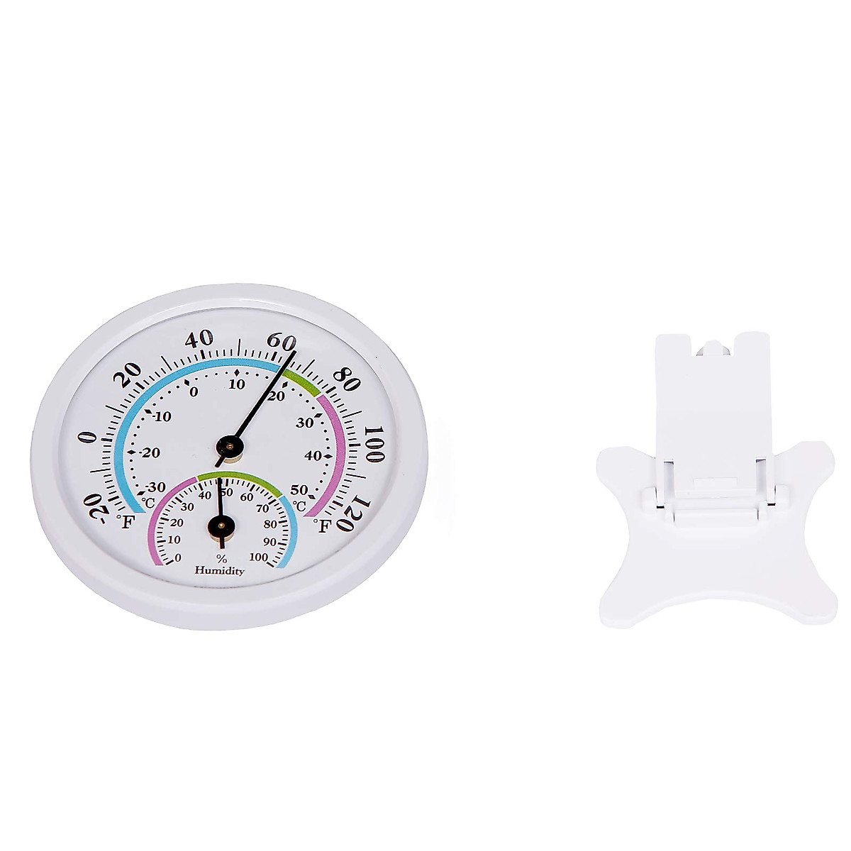 LayscoPro Mini Indoor Thermometer Hygrometer Analog 2 in 1 Temperature Humidity Monitor Gauge for Home, Room, Outdoor, Offices, Display Mechanical Diameter 75mm-2 Pack (No Battery Needed)-White