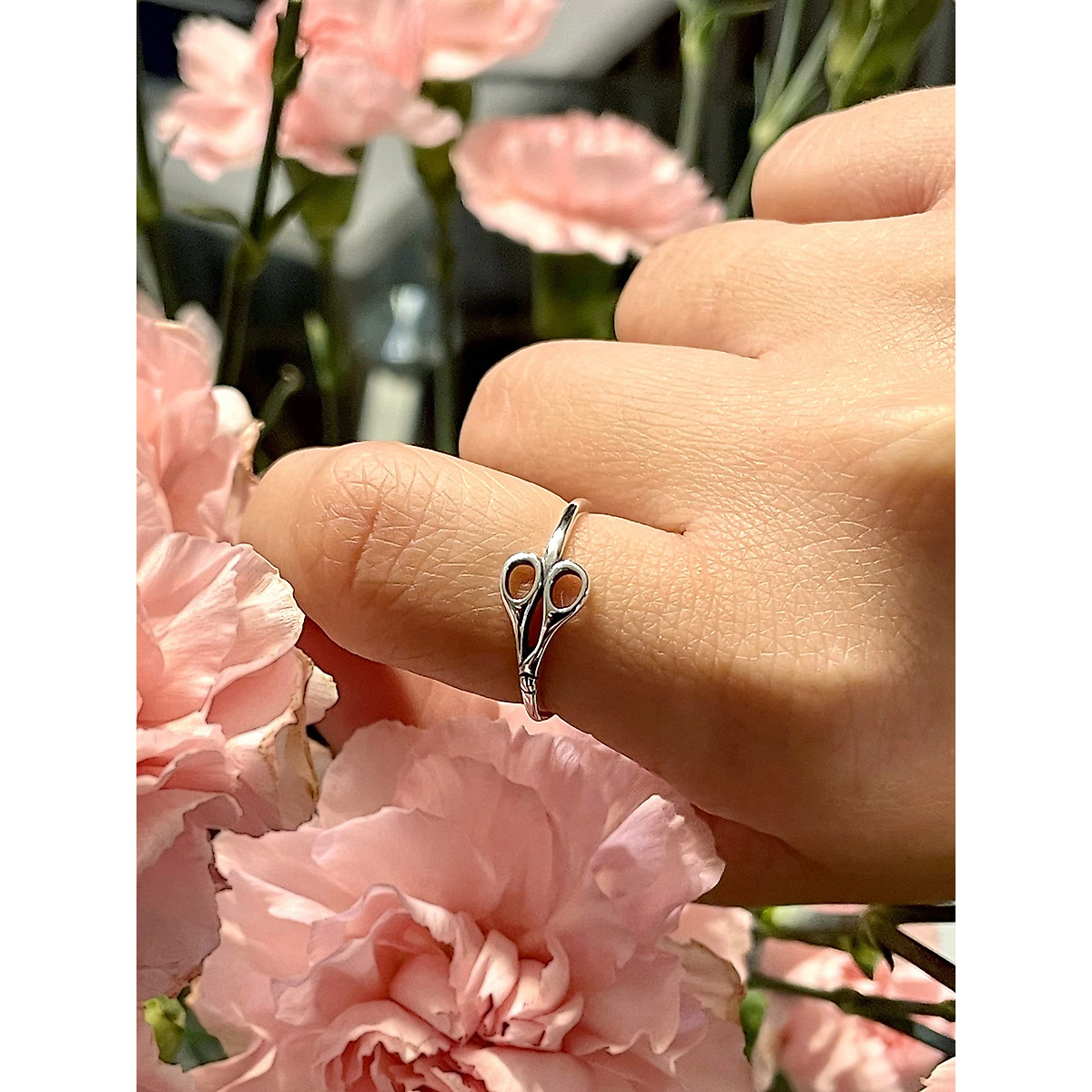 PERFECTJEWELZ Scissors Ring 925 Sterling Silver 8mm Casual Band Size 4