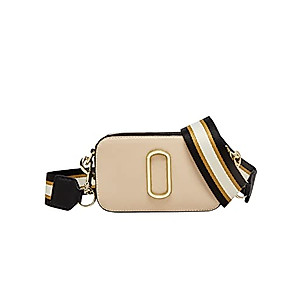 Iswohjzzz Designer Crossbody Bag Purse Women Snapshot Mini Leather Crossbody Bag Wide Strap Shoulder Handbag Camera Clutch Khaki