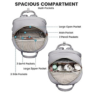 LOVEVOOK Travel Laptop Backpack, 15.6 Inch Anti-Theft Waterproof Stylish Purse Bag with USB Port, Lightweight Casual Day Backpacks for Women Men Work Business Nurse, Grey