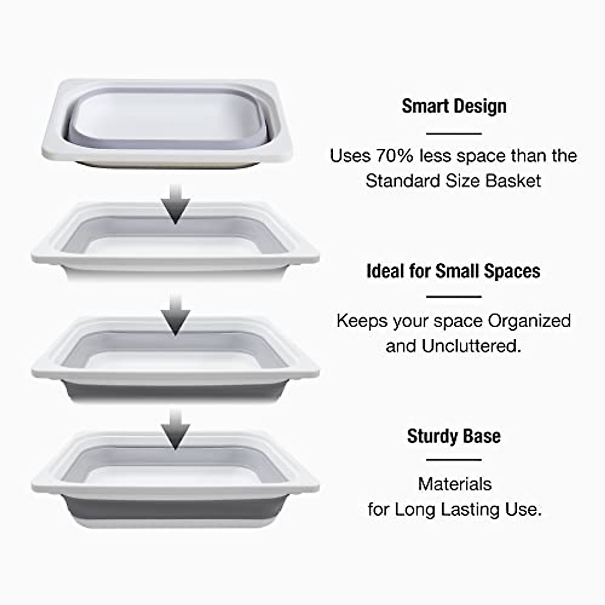 Beright Collapsible Storage Bin, Wash Basin Folding Dish Tub Sink, Space Saving for Dishing, Fruit, and Camping, Hiking and Home, 1 Pack, Grey, Small