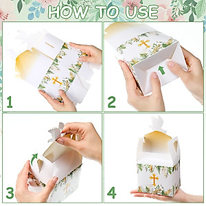 48 Pieces Religious Party Goodie Gable Boxes First Communion Gifts Treat Boxes God Bless Candy Boxes Religious Favor Boxes for Christening Gifts for Girls and Boys Baptism, First Communion, Easter