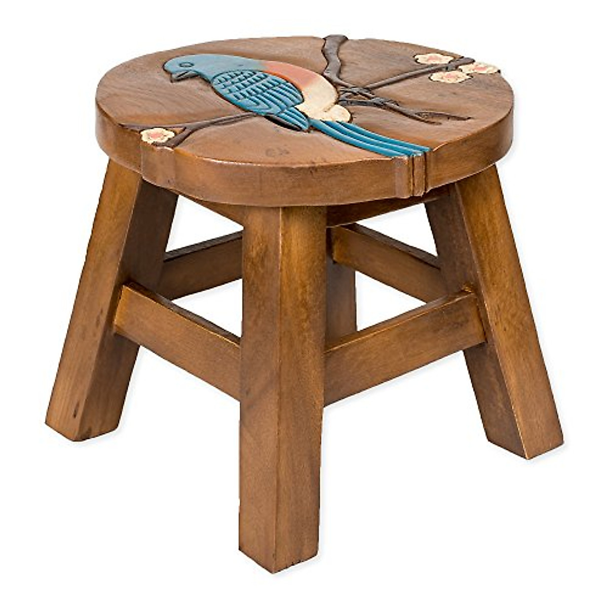 Bluebird Hand Carved Acacia Hardwood Decorative Short Stool